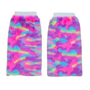 Atomic Laundry Apparel Pink Rainbow Tie Dye Fluffy Legwarmers/raver ...