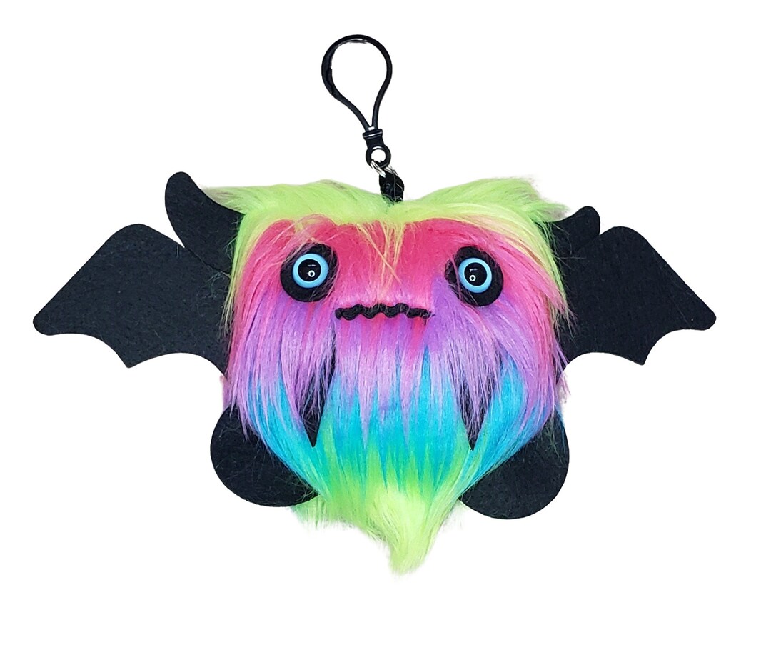 Neon Rainbow Floof Monster Keychain/plush Clip/plush Keychain - Etsy