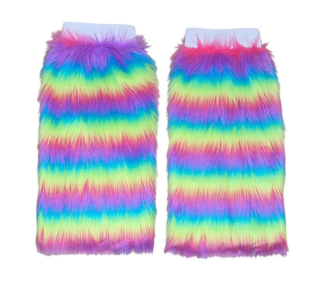 Atomic Laundry Apparel Neon Rainbow Fluffy Legwarmers/raver/gogo ...