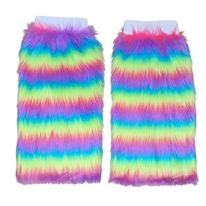 Atomic Laundry Apparel Neon Rainbow Fluffy Legwarmers/raver/gogo ...