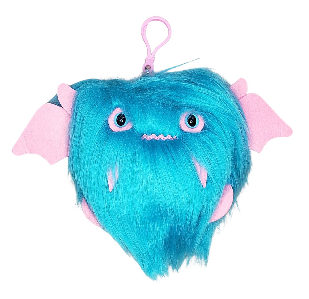 Bubbleyum the Blue Floof Monster Keychain/plush Clip/plush Keychain - Etsy