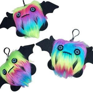 Neon Rainbow Floof Monster Keychain/plush Clip/plush Keychain - Etsy