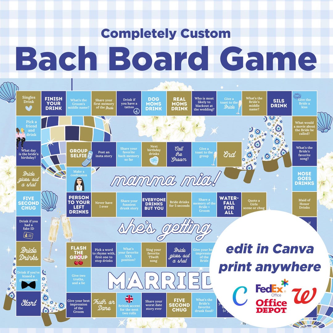 Mamma Mia Bachelorette Bach Board Game Template (digital Download) - Etsy