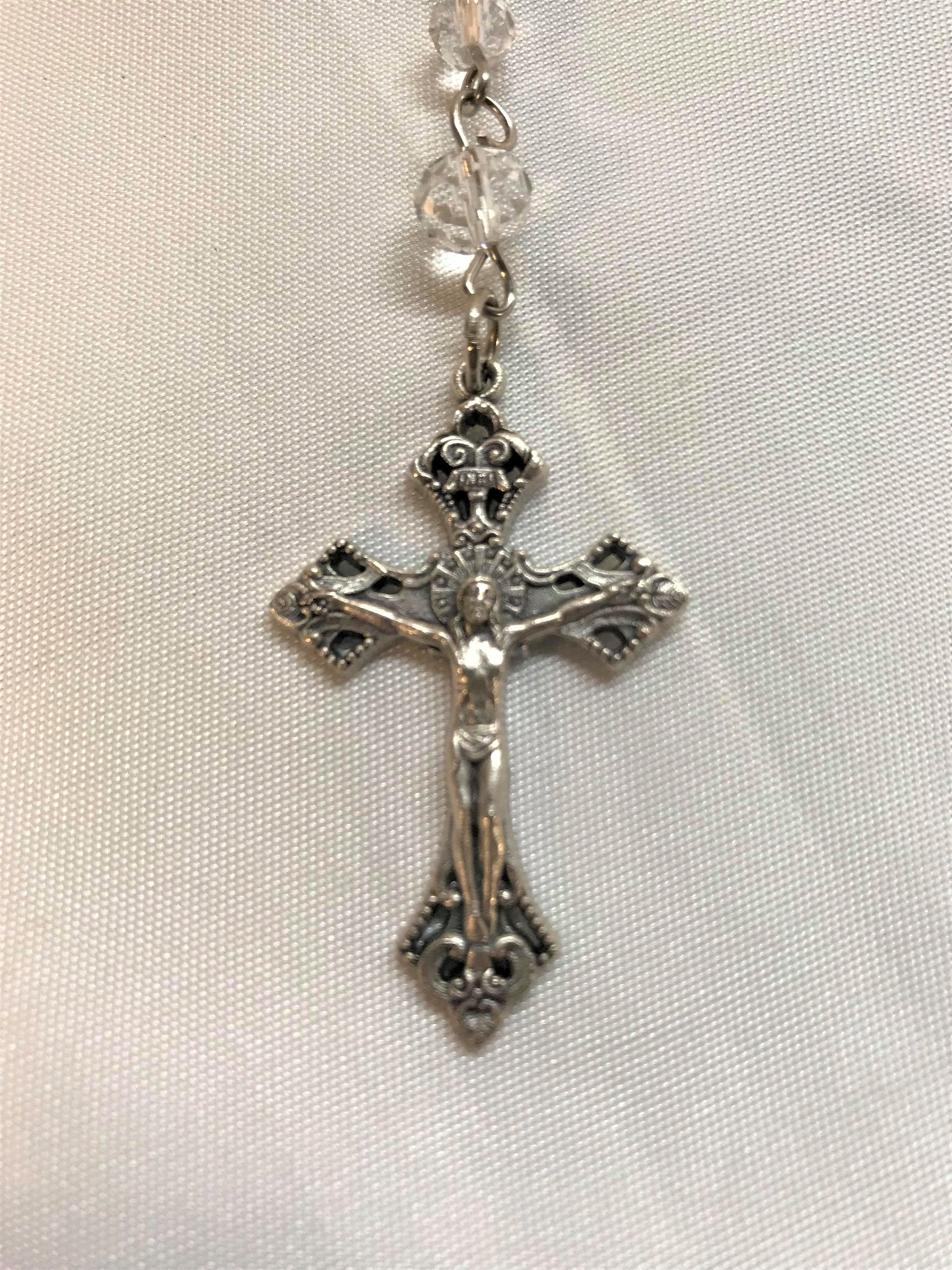 Rosary With Clear Glass Crystals - Etsy