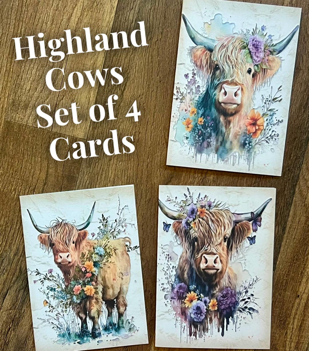 Highland Cow Cards (set of 4) - Etsy