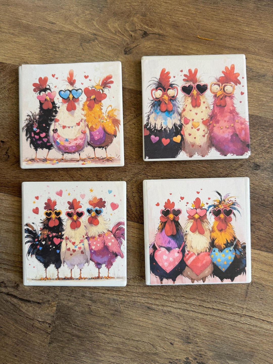 Quirky Chicken/ Hens Coasters - Etsy