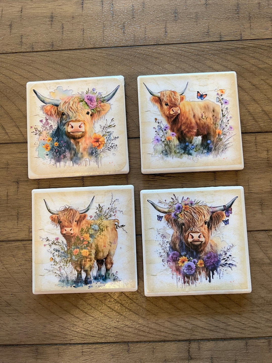 Highland Cow Coasters - Etsy