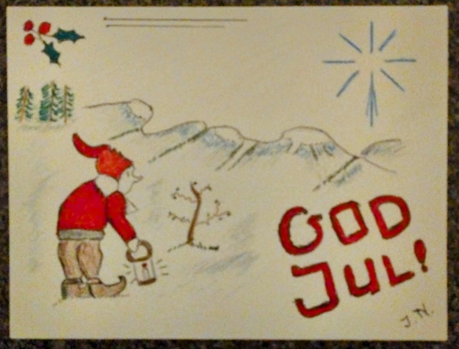 Handmade Norwegian Christmas Cards. Julenissen, Stabbur Design. - Etsy