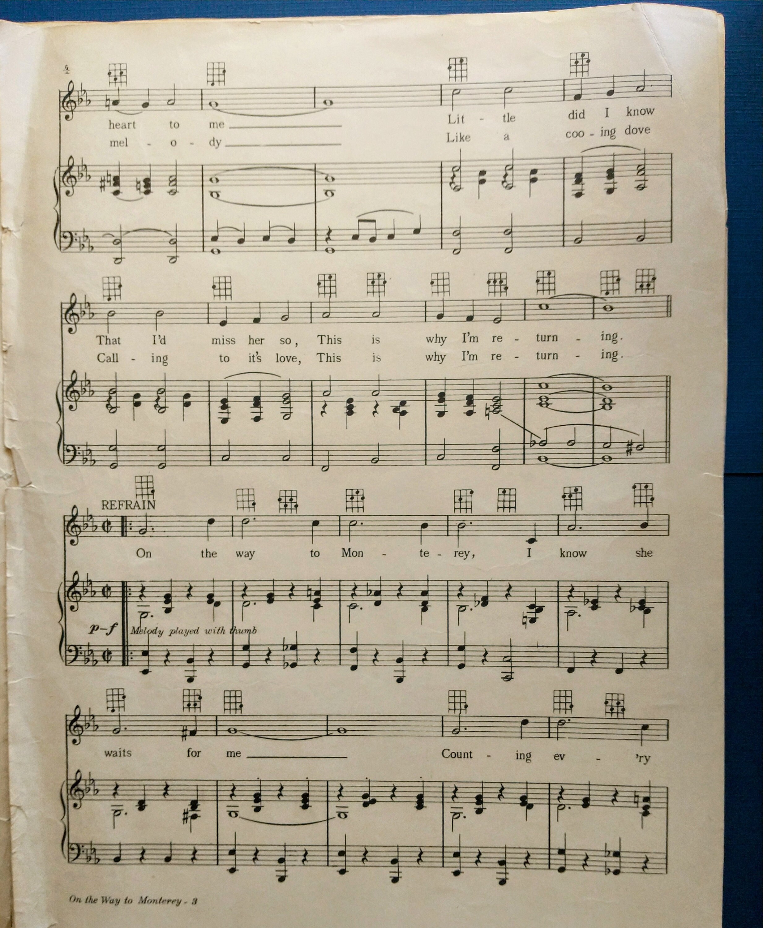 Vintage Sheet Music. on the Road to Monterey. Pop Song 1925. Art ...
