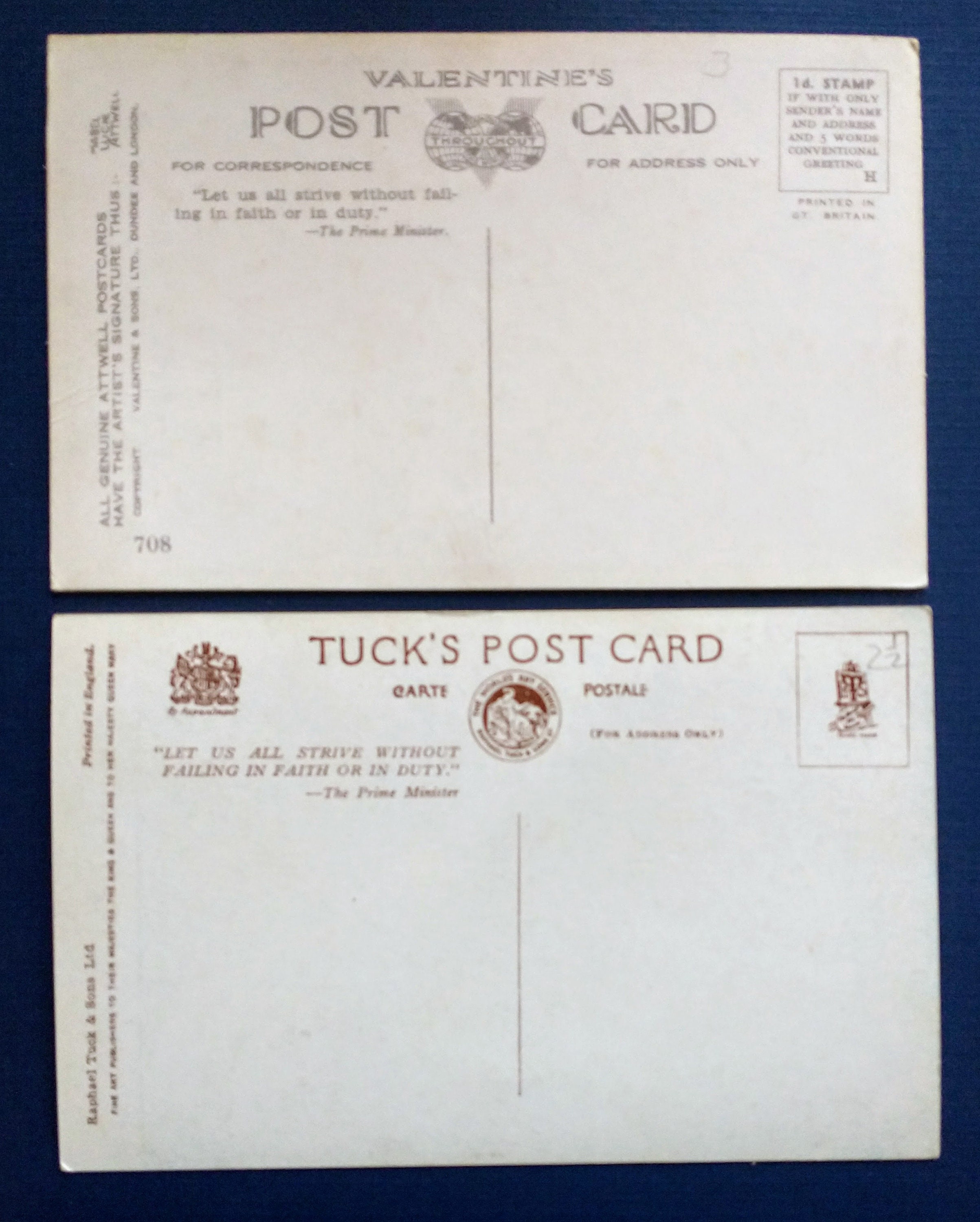 WW II British Postcards Unused. Valentine and Sons. Tuck and Sons. - Etsy