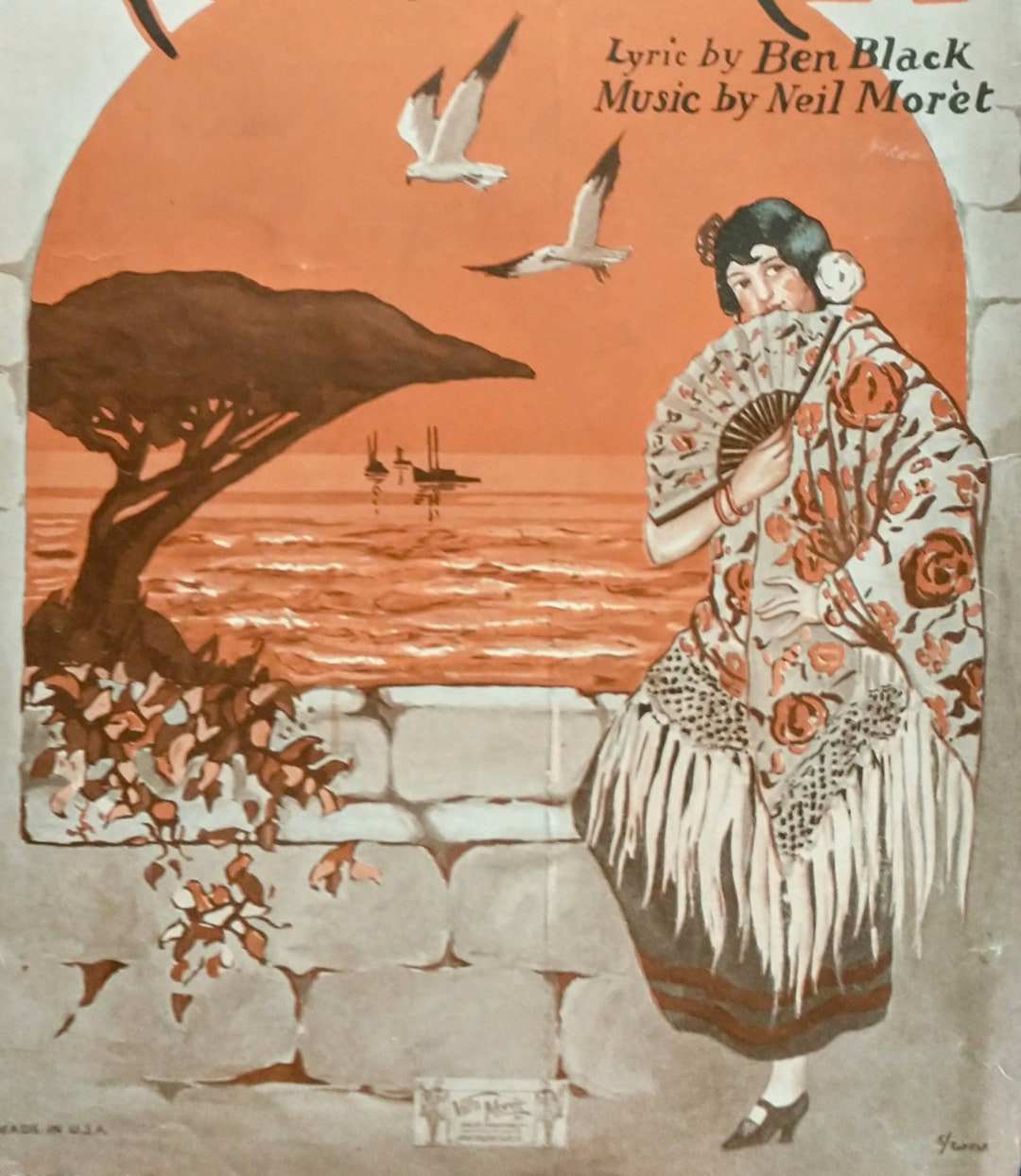 Vintage Sheet Music. on the Road to Monterey. Pop Song 1925. Art ...