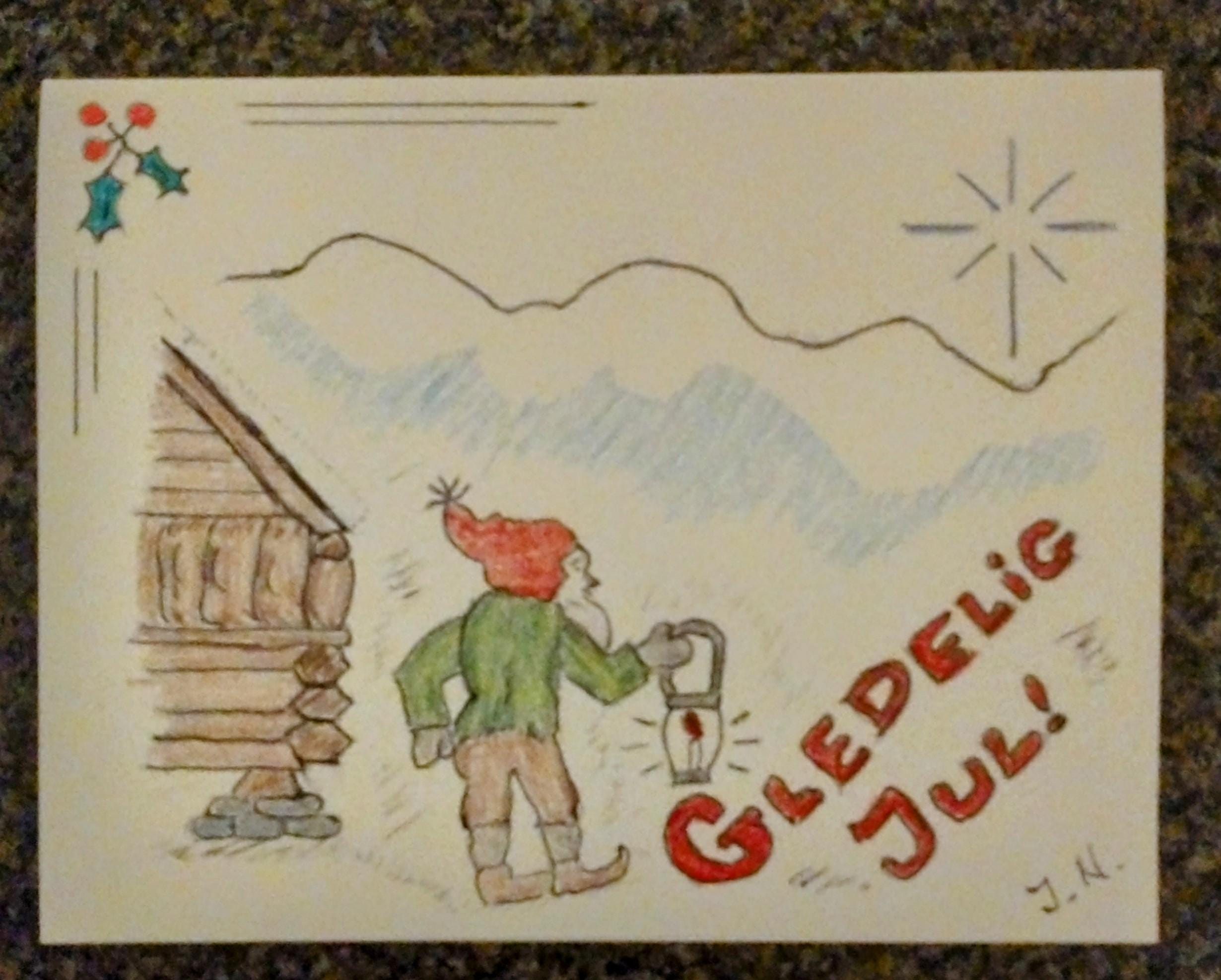 Handmade Norwegian Christmas Cards. Julenissen, Stabbur Design. - Etsy