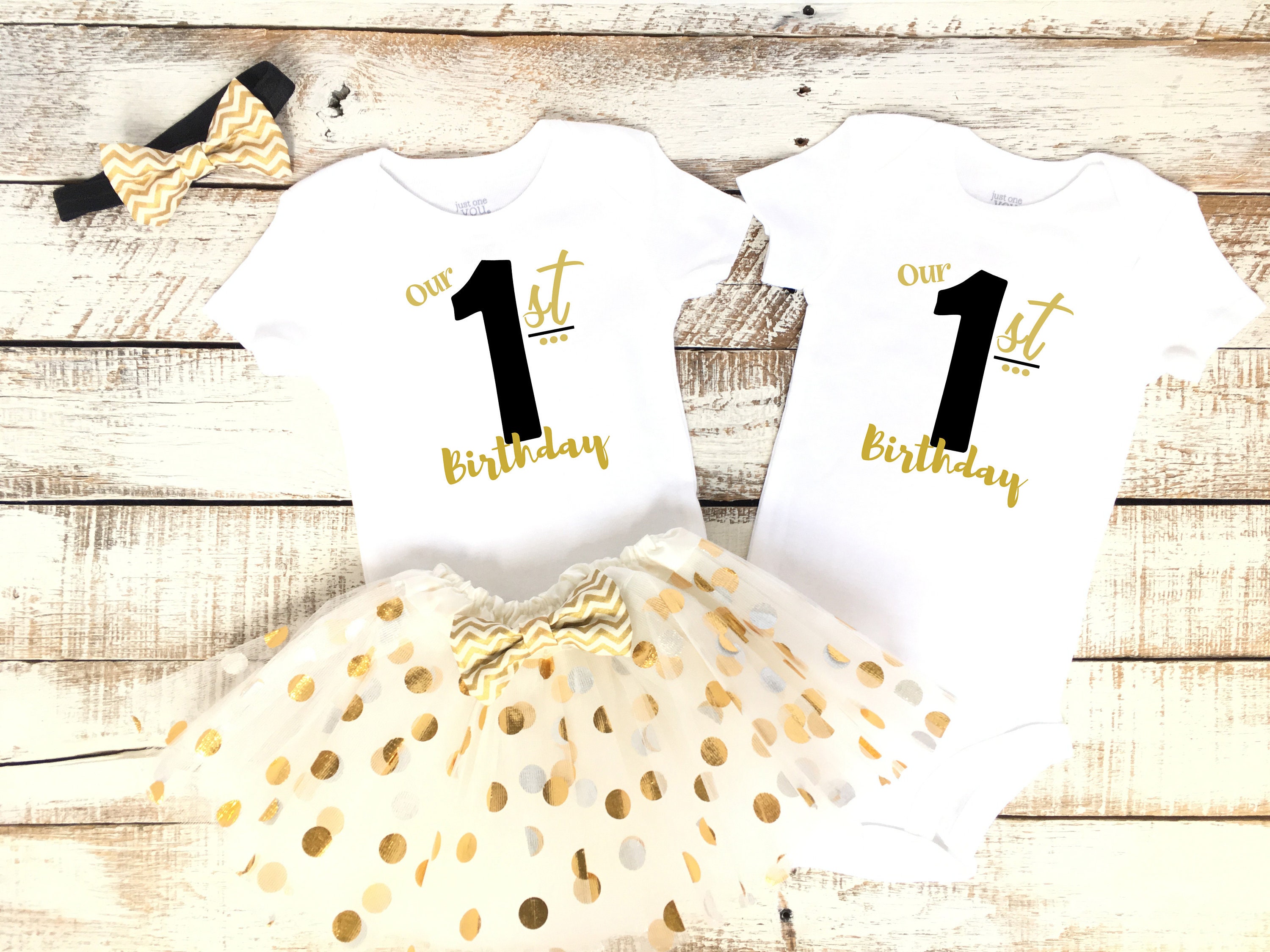 Boy and Girl Twins Birthday Matching Outfits Our First | Etsy