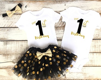 Boy and Girl Twins Birthday Matching Outfits Our First | Etsy