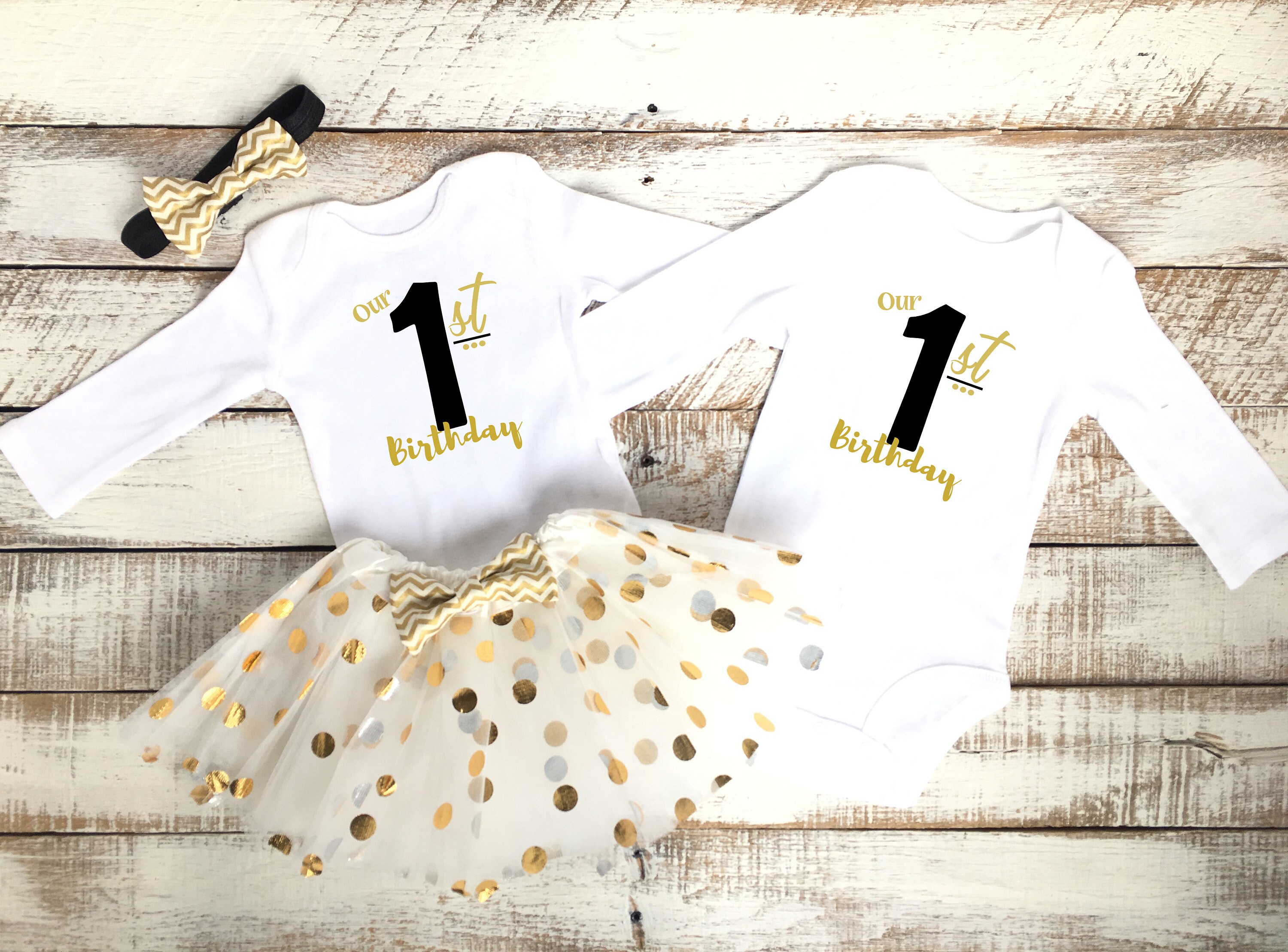 Boy and Girl Twins Birthday Matching Outfits Our First | Etsy