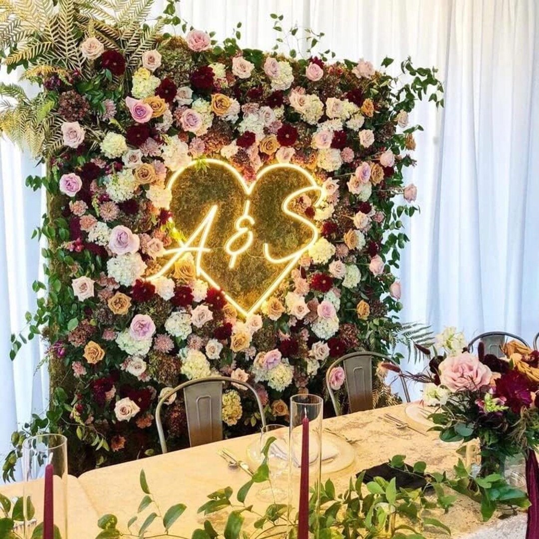 Custom Initial Letter Wedding Signs,wedding Party Backdrop,led Initials ...