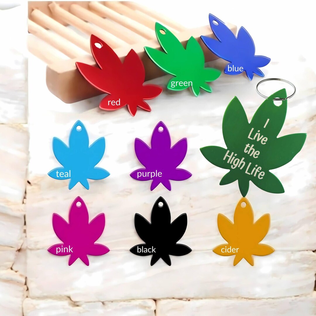 Custom Key Tag Marijuana Leaf Shape Personalized for Keys Backpack ...
