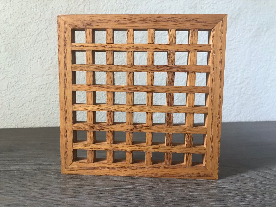 Vintage Danish Modern Style Wood Lattice Trivet Table Protector Hot Pad ...
