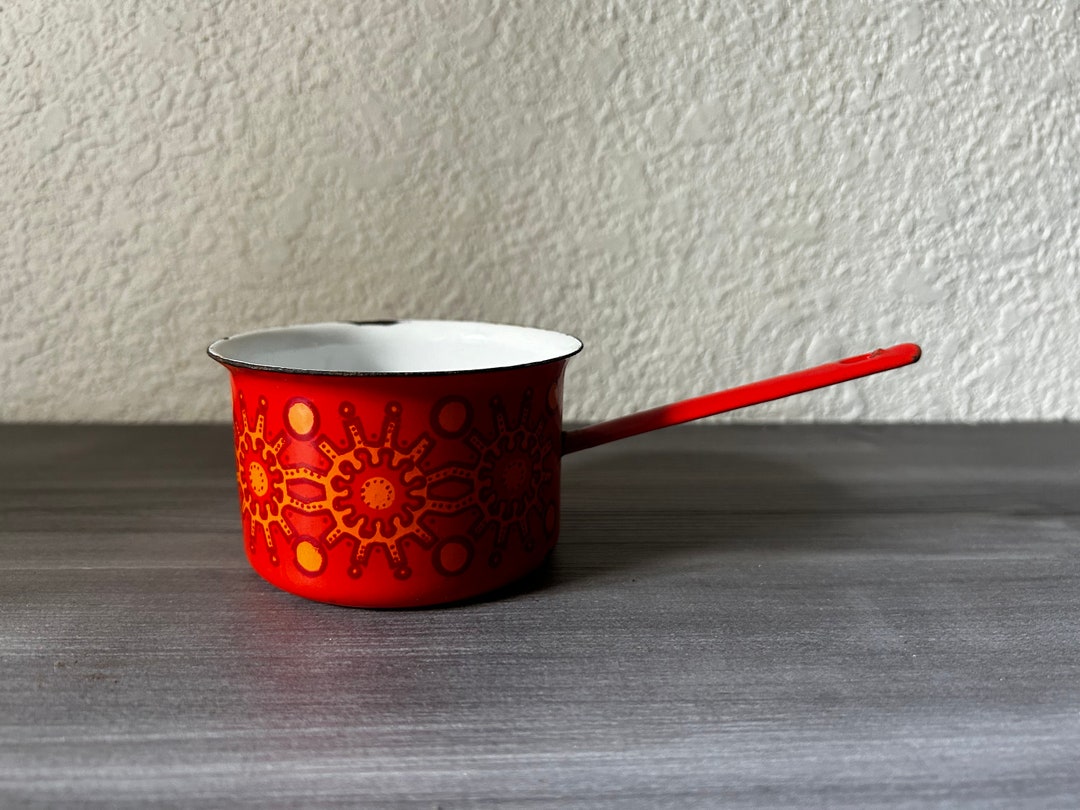 Vintage Finel Arabia Finland 1960s Orange Enamel Butter Warmer Saucepan ...