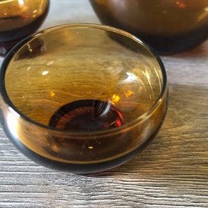 Vintage Amber Glass Decanter Beaker and Cordial Glasses Set With Pour ...