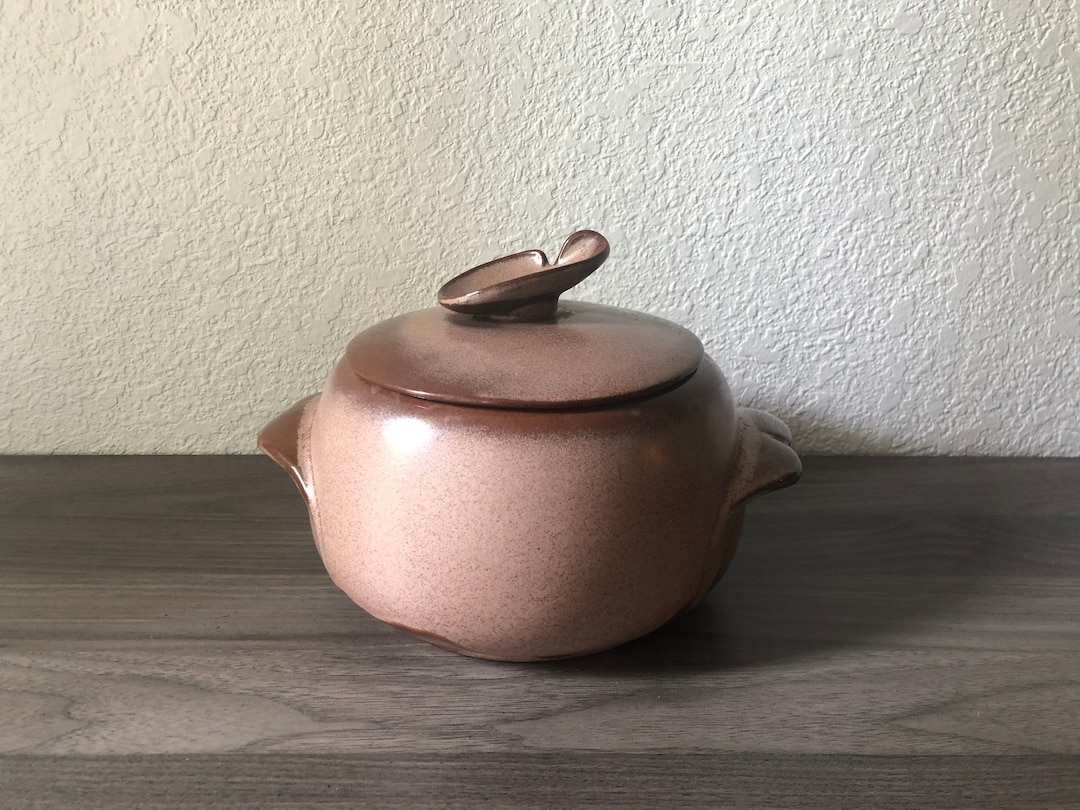 Frankoma 4V Bean Pot Vintage Casserole Pottery Red Clay Baker Mid ...