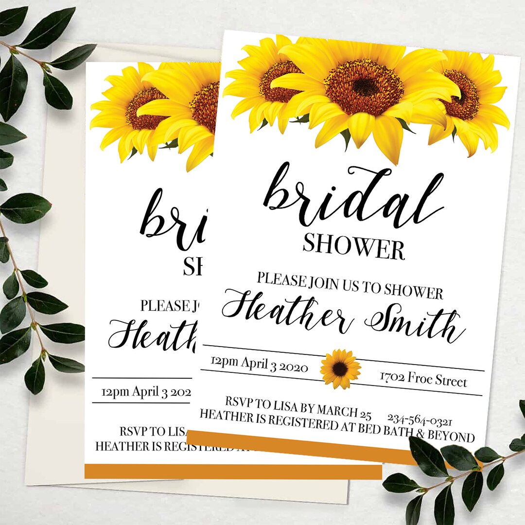 Sunflower Theme Bridal Shower Invitation - Etsy