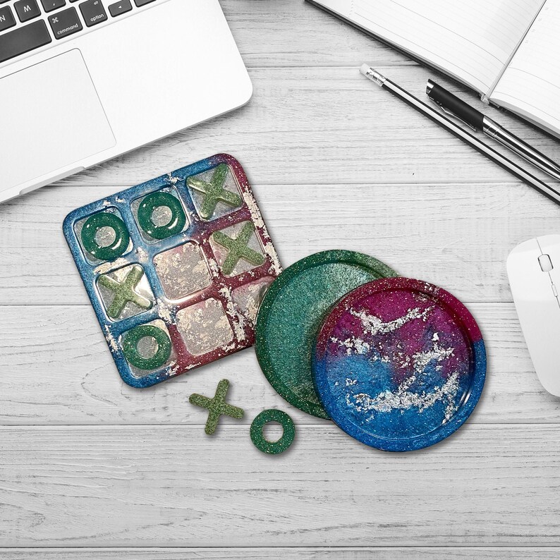 Handmade Resin Mini Tic Tac Toe Board With Option of Coasters - Etsy