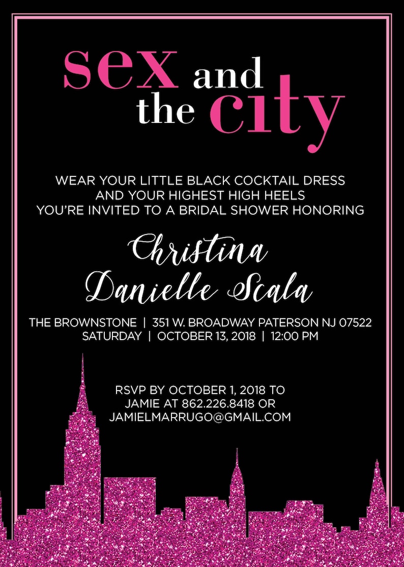 Sex And The City Theme Bridal Shower Invitation And Stationary Etsy
