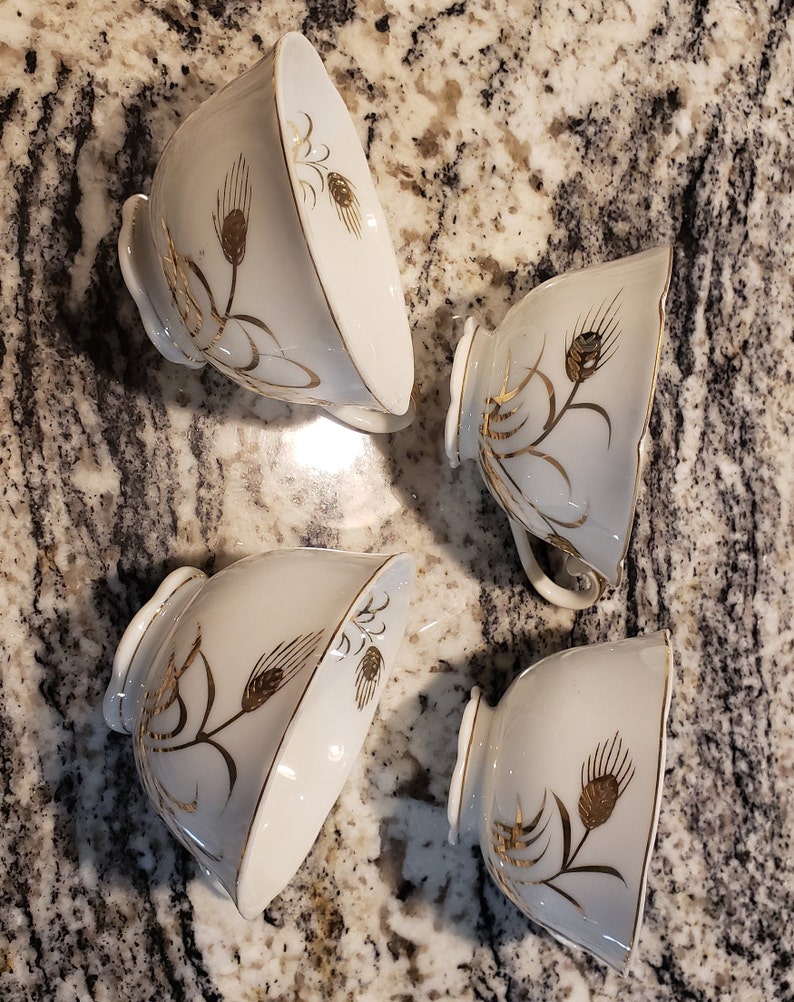 Vintage Lefton China 1950's Golden Wheat Set of 4 Snack Plate Sets Made ...