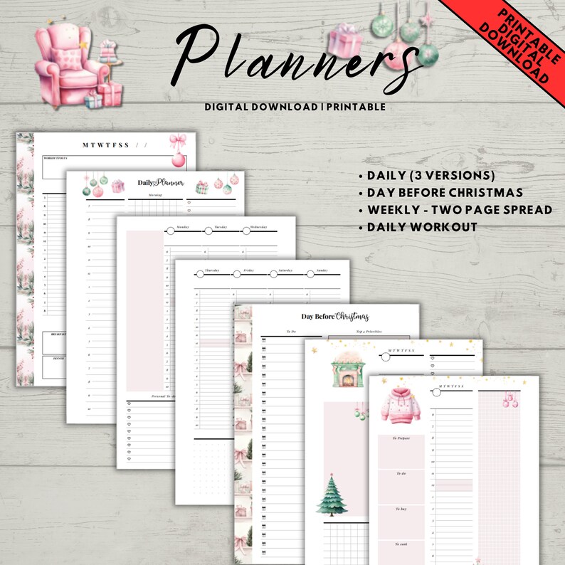 Printable Christmas Planner Bundle, Weekly, Daily (digital Download) - Etsy