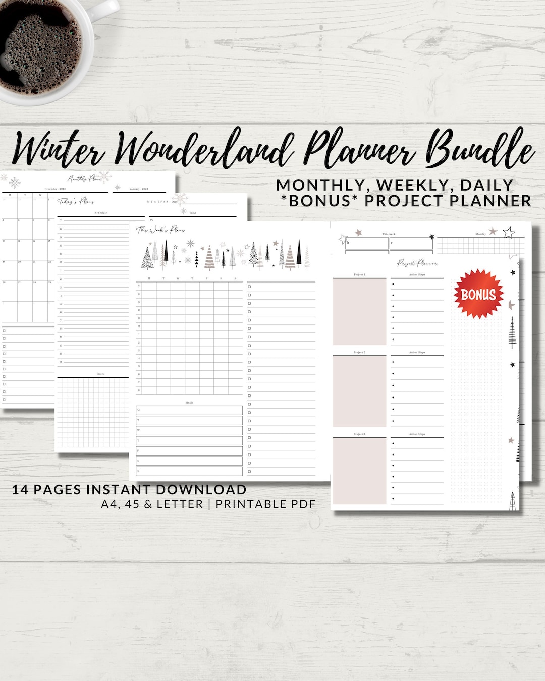 Winter Theme Planner, Daily Planner, Weekly Planner, Monthly Planner ...