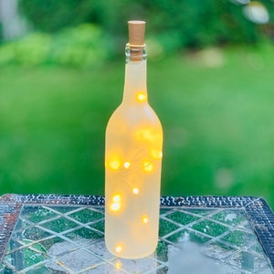 Frosted Wine Bottle With Twinkle Fairy Lights Powered From Cork ...