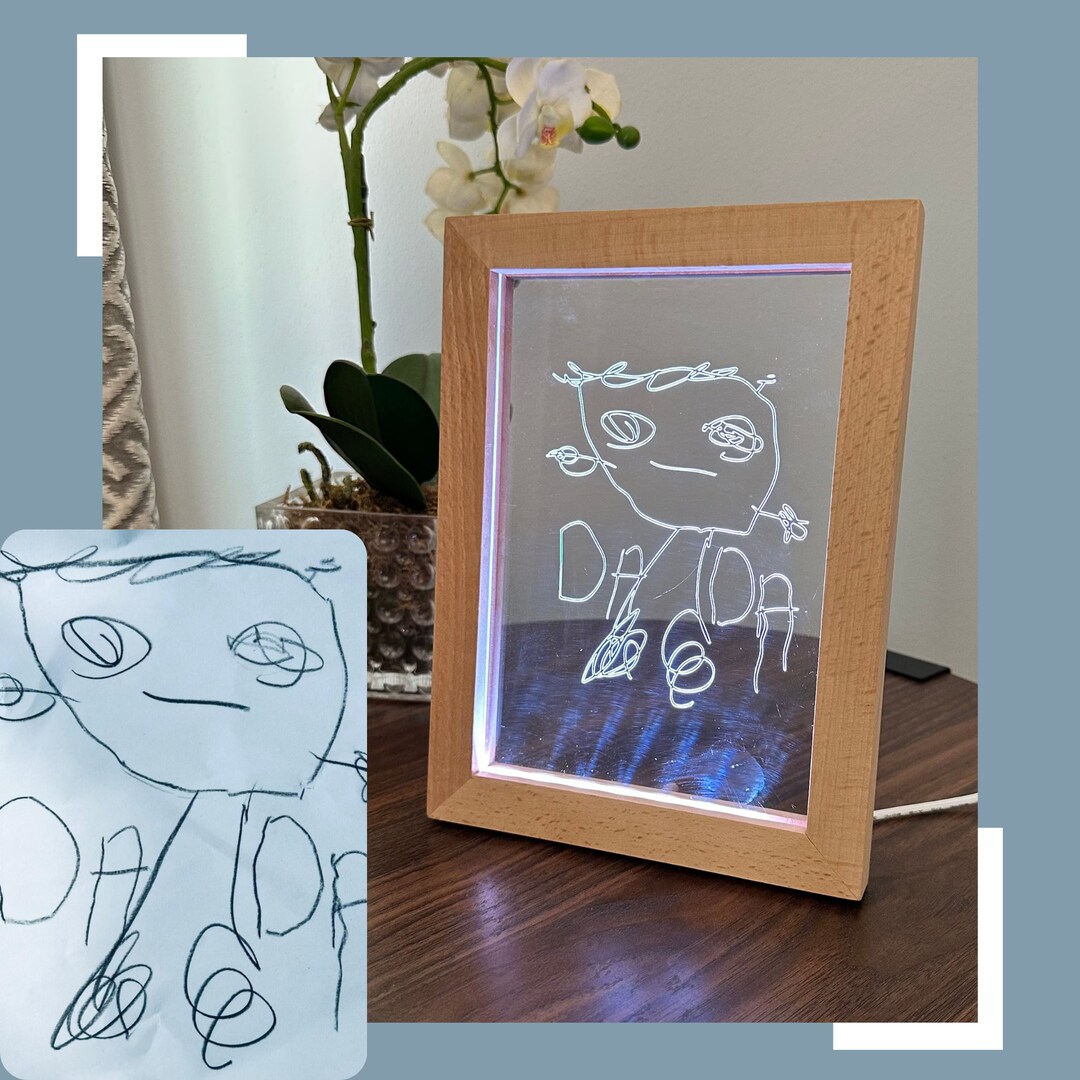 Color Changing Lighted Wood Frame With Custom Photo Art Work Etched ...