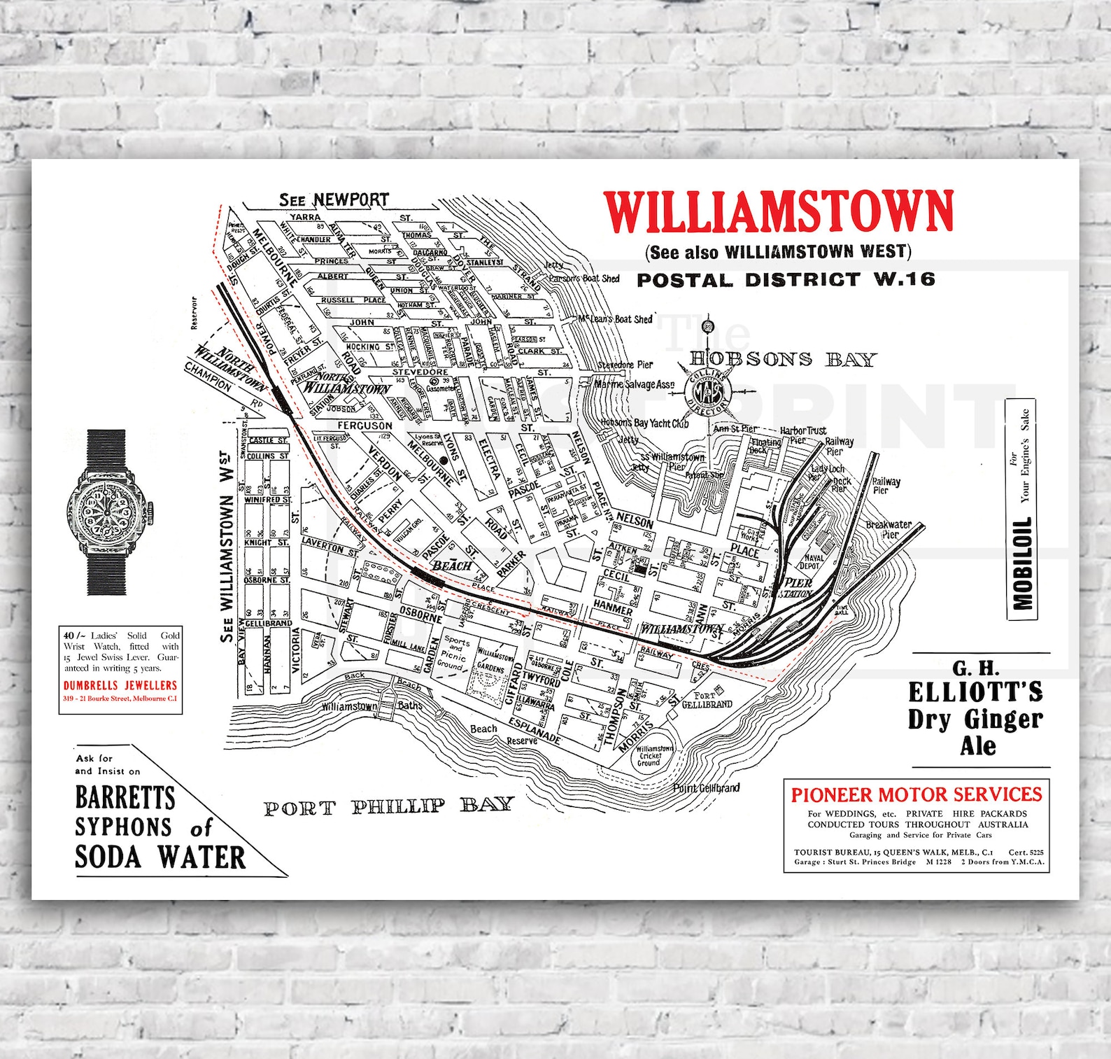 Williamstown Map Vintage Melbourne Map - Etsy