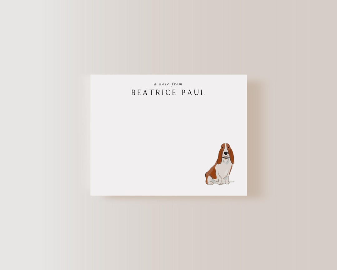 Basset Hound Dog Stationery, Personalized Dog Stationery, Pet ...