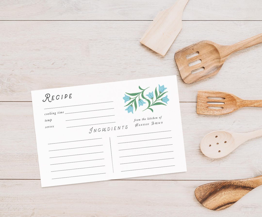 Classic Recipe Card, Editable Homemade Recipe Card, Baking Recipe Card ...