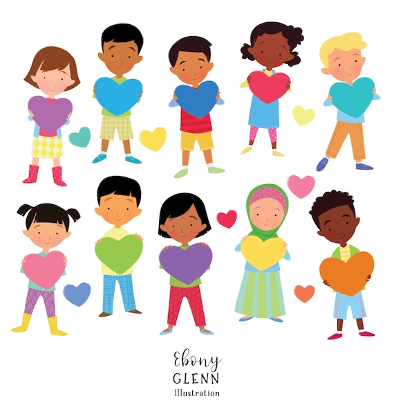 Kids Holding Hearts Clipart: Education Clipart School | Etsy