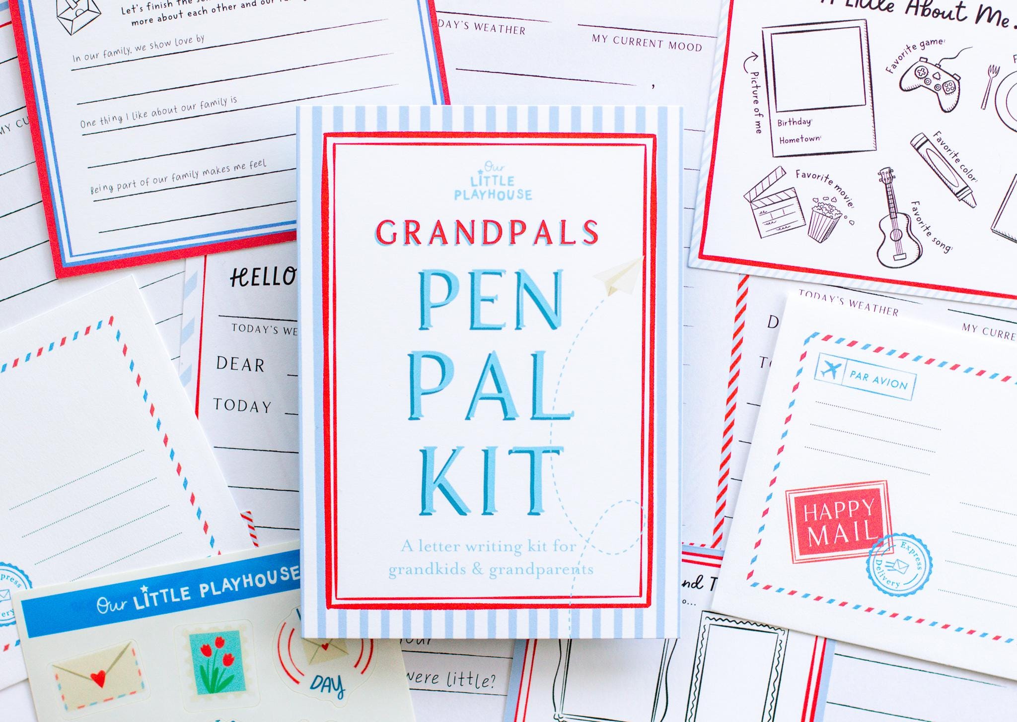 Grandpals Pen Pal Writing Kit for Grandkids and Grandparents, Letter ...