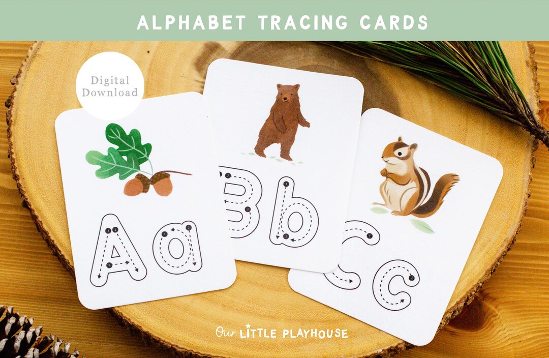 Woodland Animal Alphabet Tracing Flashcards | Printable ABC Handwriting ...