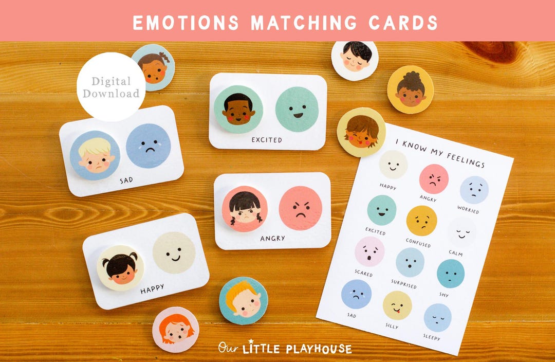 Emotion Matching Printable Busy Book Page & Feelings Chart for Kids ...