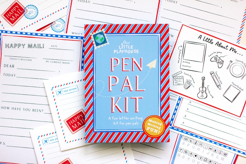 Kids Pen Pal Writing Kit, Letter Writing Stationery Set With Stickers ...