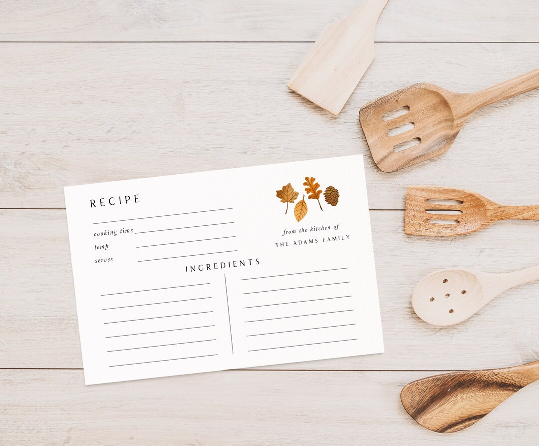 Personalized Recipe Card, Homemade Recipe Card, Autumn Recipe Card ...