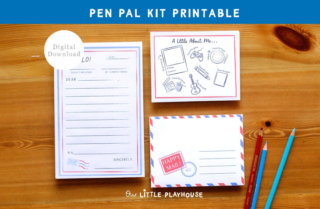 Printable Pen Pal Kit for Kids, Letter Writing Set (digital Download ...