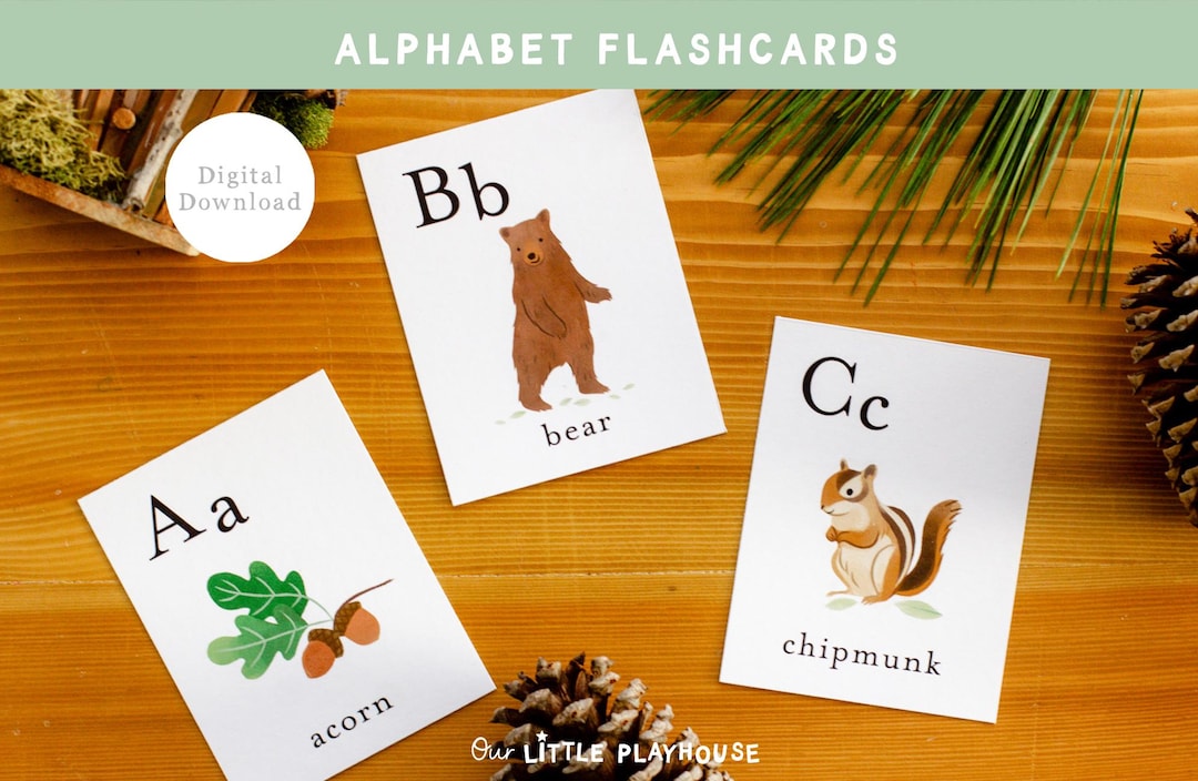 Woodland Animal Alphabet Flashcards | Printable ABC Learning Cards for ...