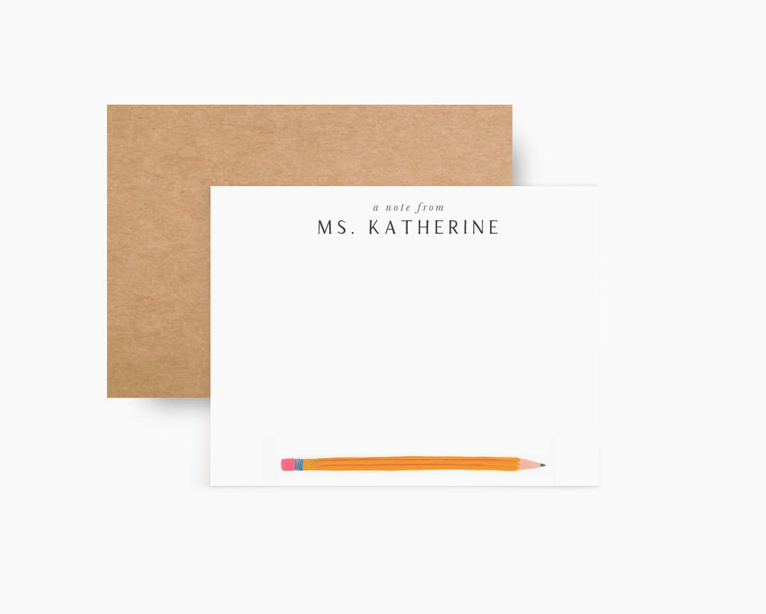 Pencil Notecard Stationery, Teacher Gift Set - Etsy