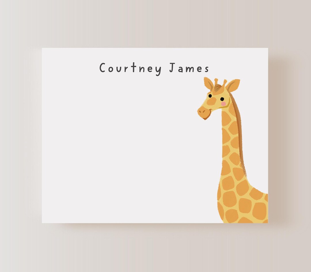 Personalized Giraffe Notecards, Kids Stationery, Thank You Cards - Etsy