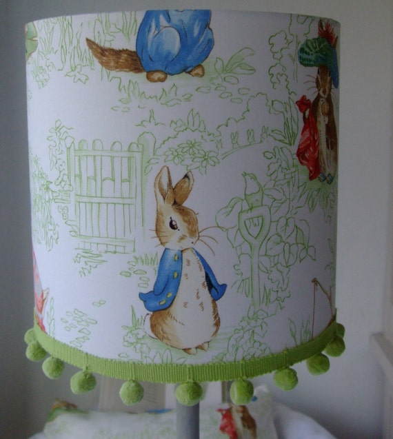 Handmade Nursery Lampshade Beatrix Potter Peter Rabbit Lighting Lamp ...