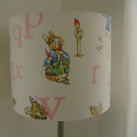 Handmade Nursery Lampshade Beatrix Potter Peter Rabbit Lighting Lamp ...