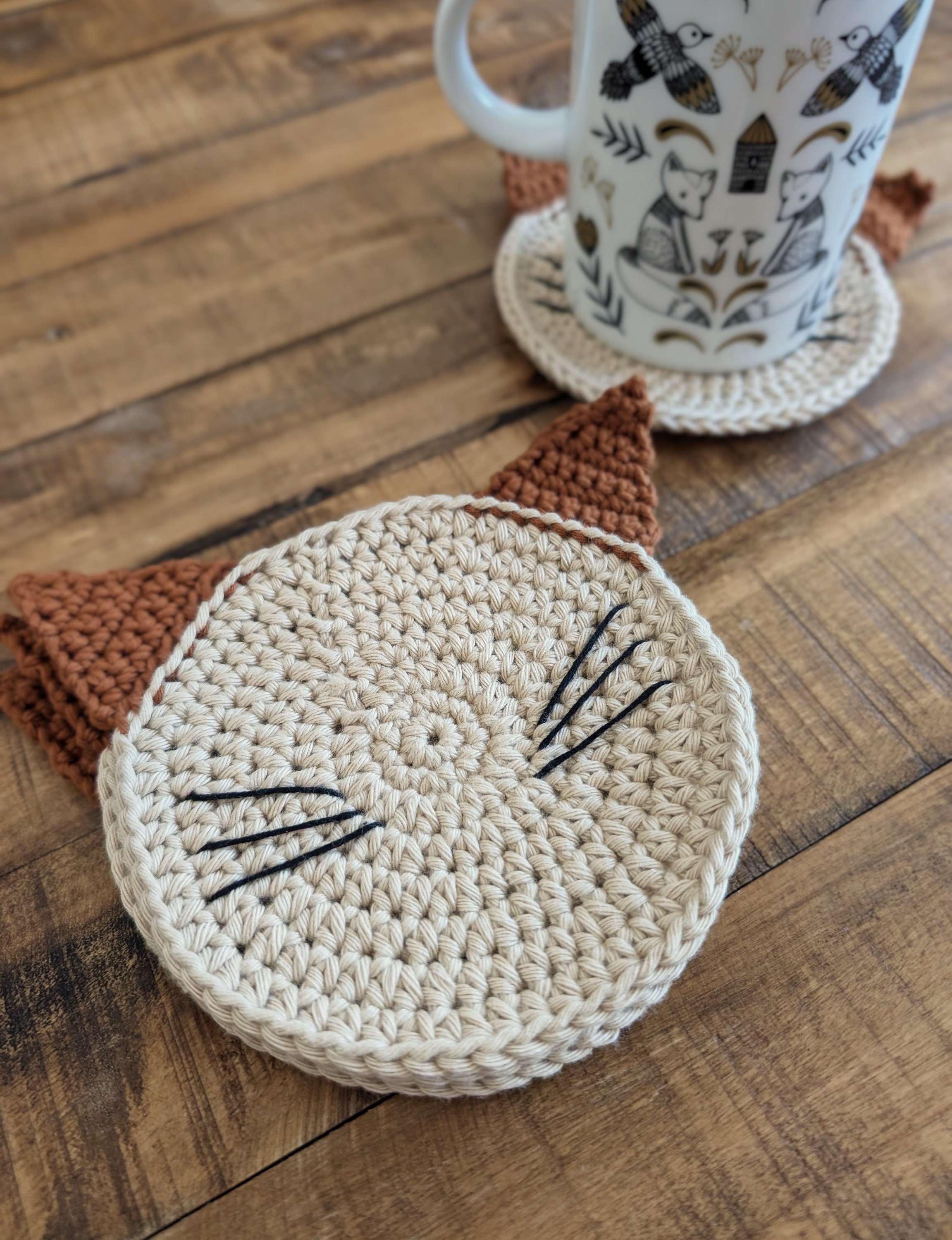 Handmade Cat Coasters, Custom Ear Colors (set of 4) - Etsy