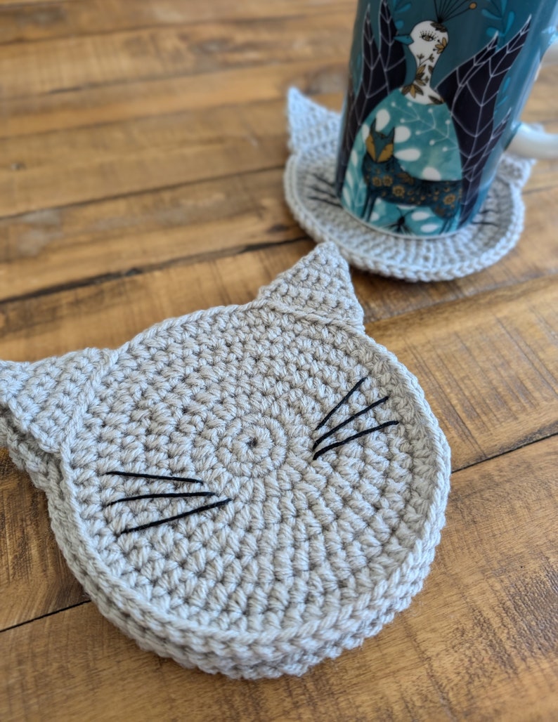 Handmade Cat Coasters, Custom Ear Colors (set of 4) - Etsy